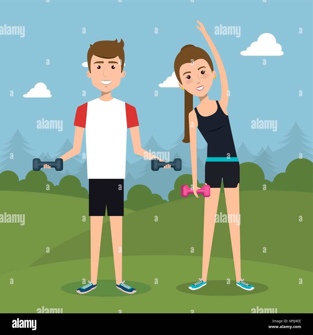 athletic people practicing exercise characters Stock Vector Image & Art ...
