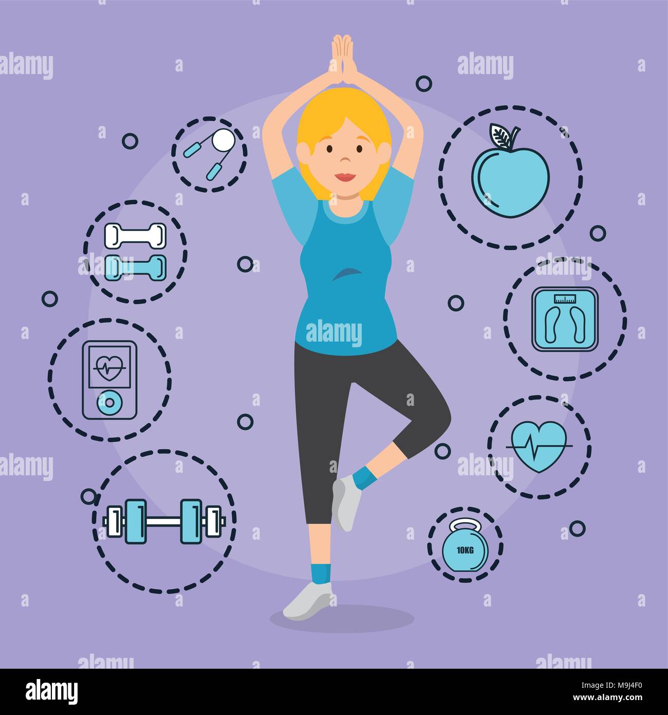 woman practicing exercice with sports icons Stock Vector Image & Art ...
