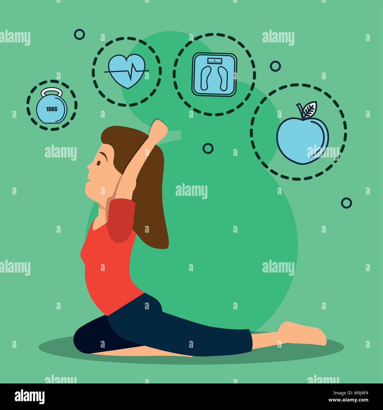 woman practicing exercice with sports icons Stock Vector Image & Art ...