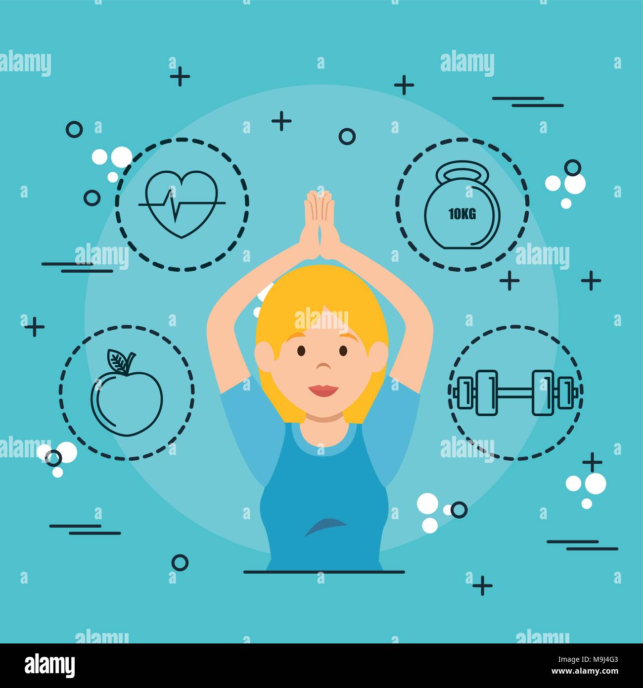 woman practicing exercice with sports icons Stock Vector Image & Art ...