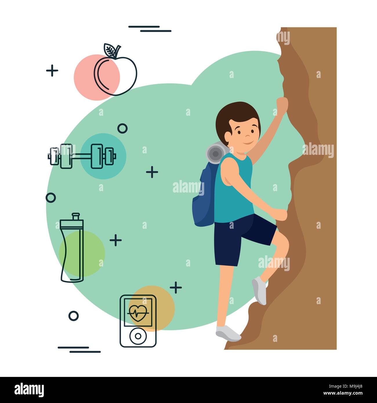 man climbing with sports icons Stock Vector Image & Art - Alamy