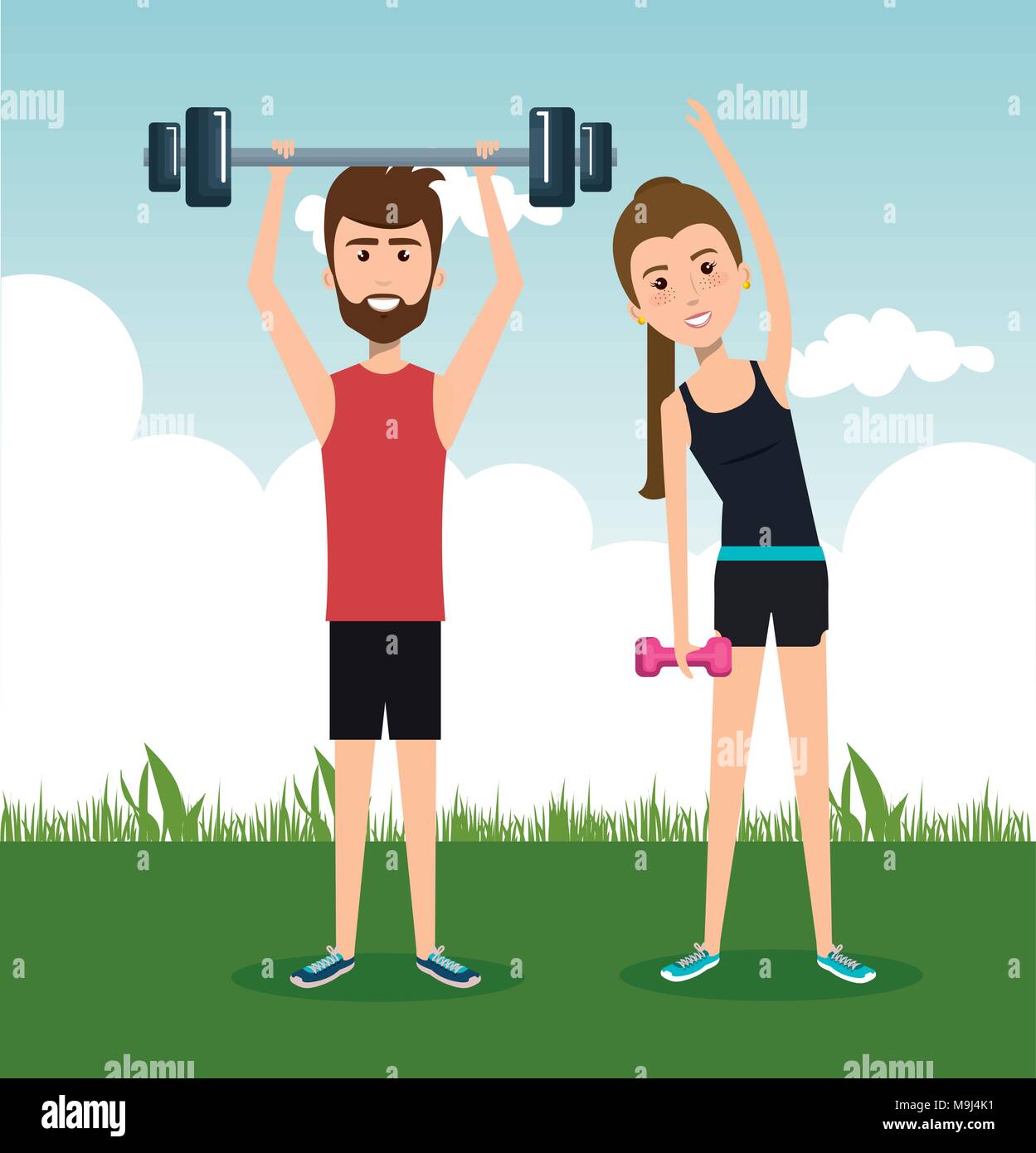 athletic people practicing exercise characters Stock Vector Image & Art ...