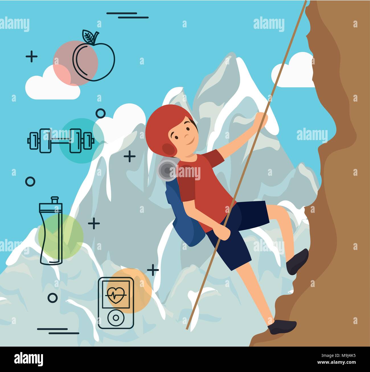 man climbing with sports icons Stock Vector Image & Art - Alamy