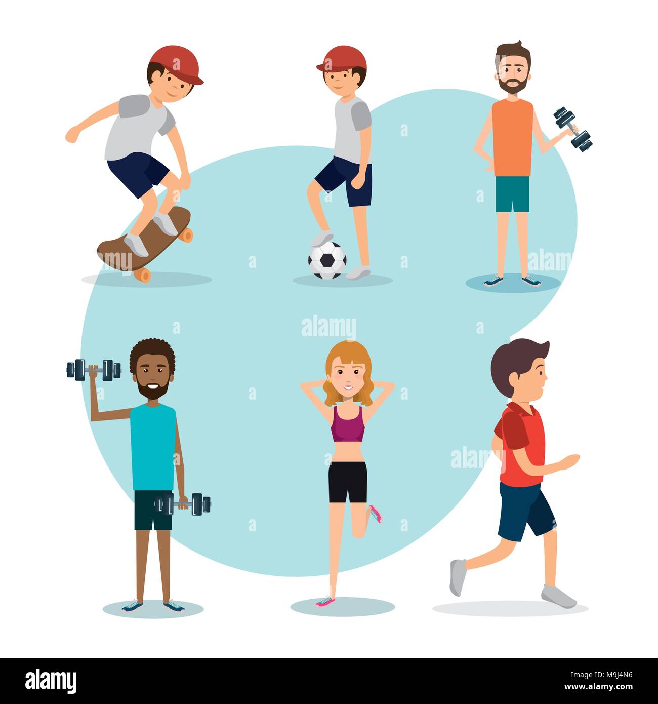 athletic people practicing exercise characters Stock Vector Image & Art ...