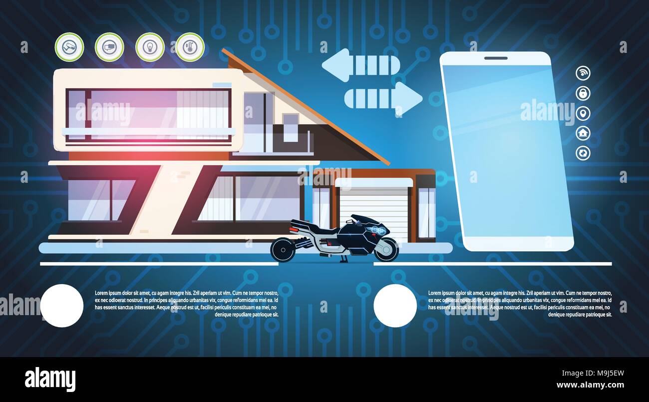 Smart Phone Over Smart House Background Modern Technology Of Home ...