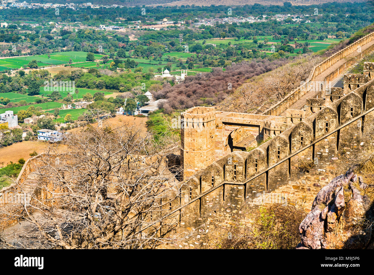 Fortifications of Chittor Fort in Chittorgarh city of India Stock Photo ...