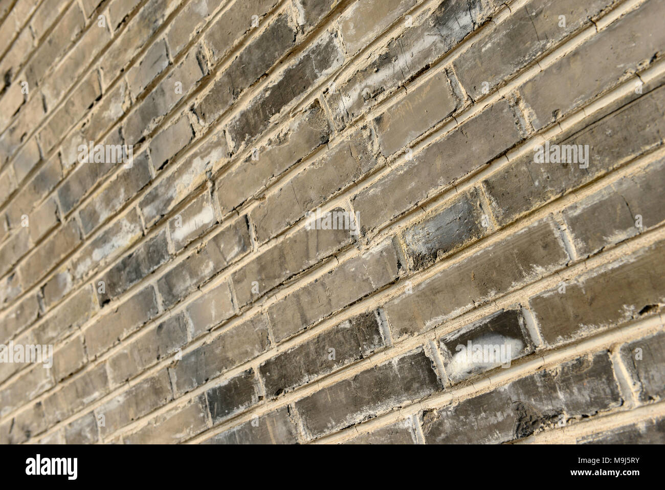 Grey brick wall in Beijing, China, seen at an angle Stock Photo - Alamy