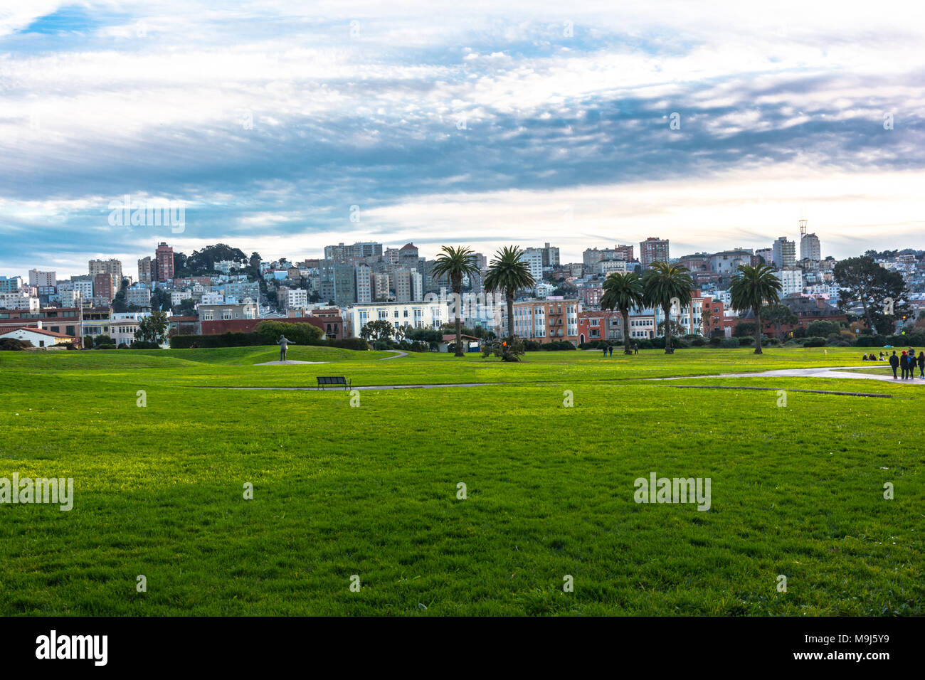 Skyline Of San Francisco From Fort Mason California Stock Photo Alamy