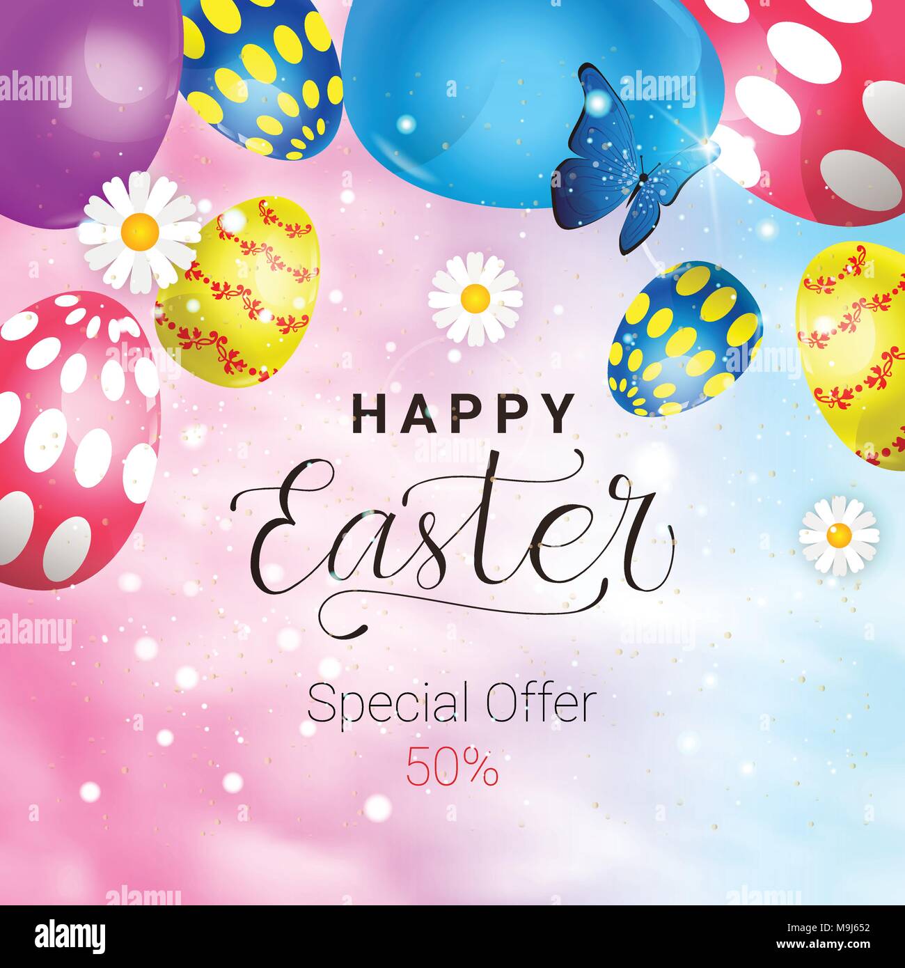 Easter Special Offer Sale Poster Or Card Template Background With ...