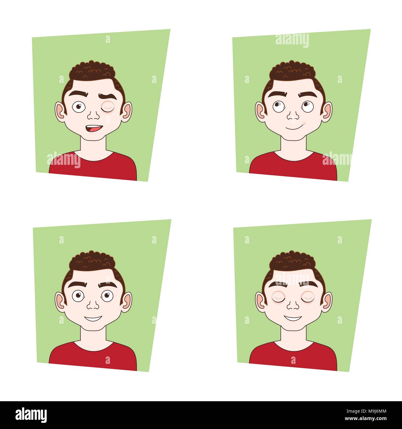 Set Of Different Emotional Expressions Young Man Emotions Collection ...