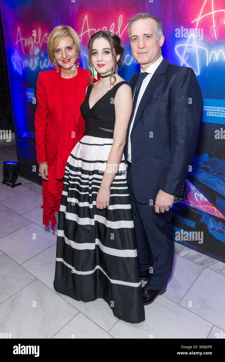 New York, NY - March 25, 2018: Marianne Elliott, Eve Sidi and Nick Sidi ...