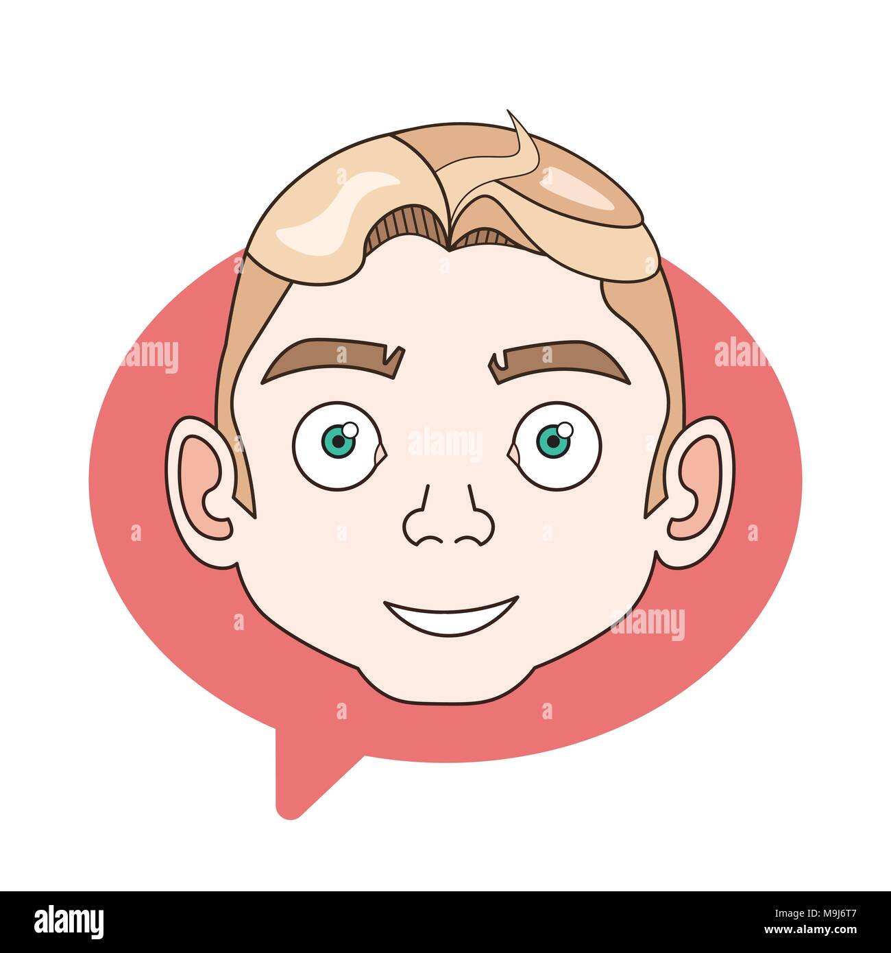 Smiling Man Face Over Chat Bubble Background Male Head Profile Icon ...
