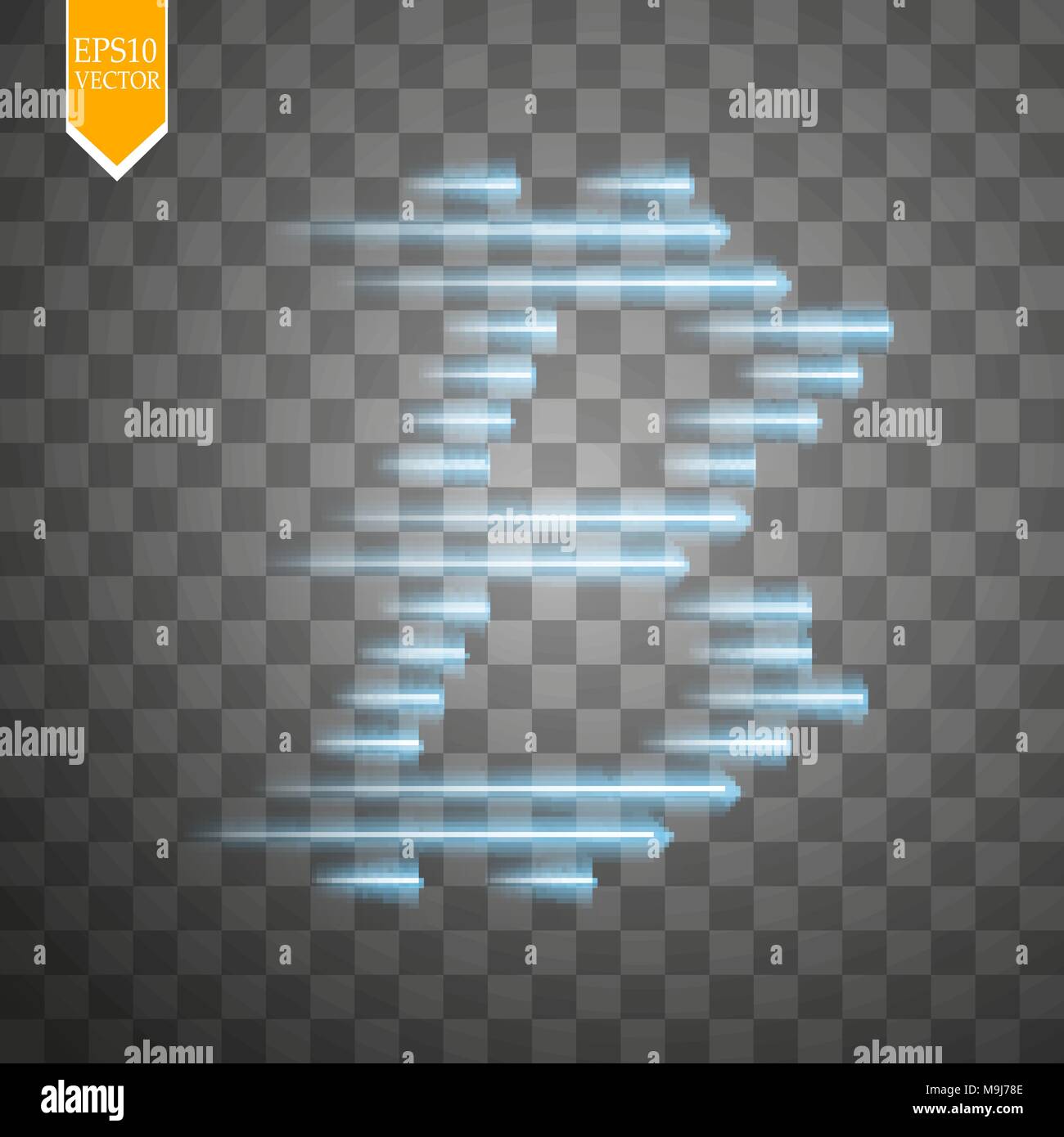 Digital bitcoins symbol with light effect and speed glow lines on ...