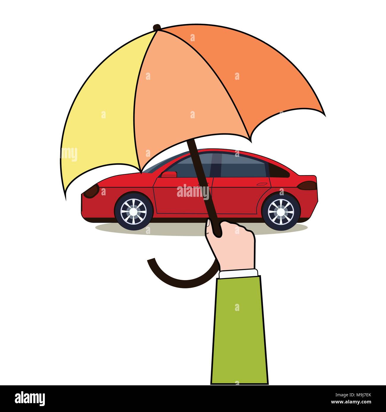 Car Insurance Service Concept With Hand Holding Umbrella Over Auto Icon ...
