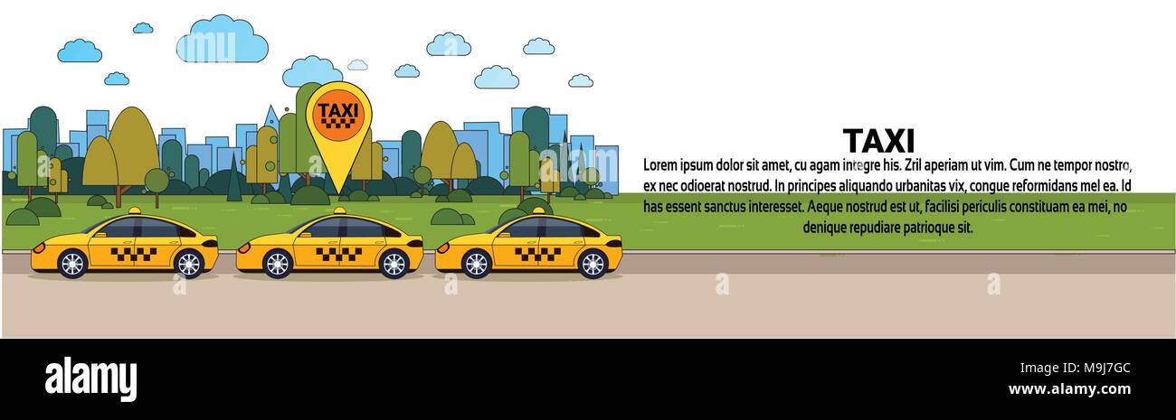 Modern Taxi Car With Gps Location Sign Online Cab Order Service Concept ...