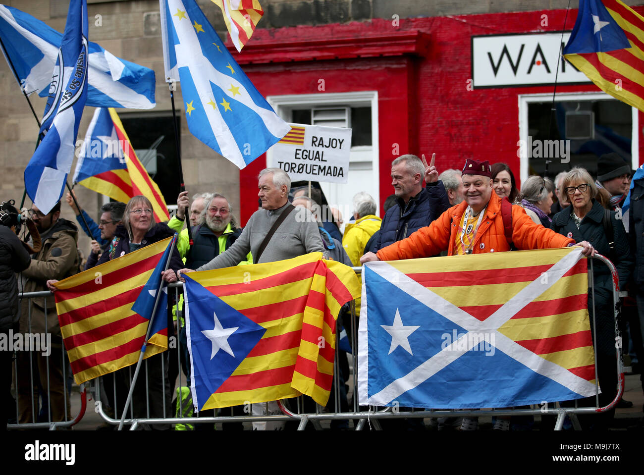 Demonstrators outside the Spanish Consulate in Edinburgh protest ...