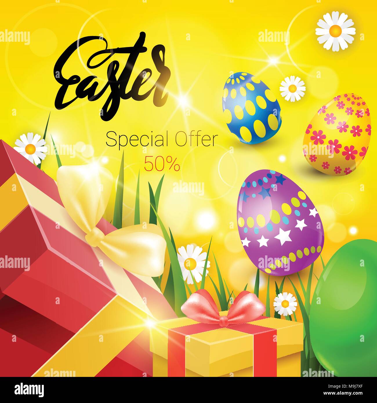 Easter Sale Poster Colorful Seasonal Sale Background Shopping Discounts ...