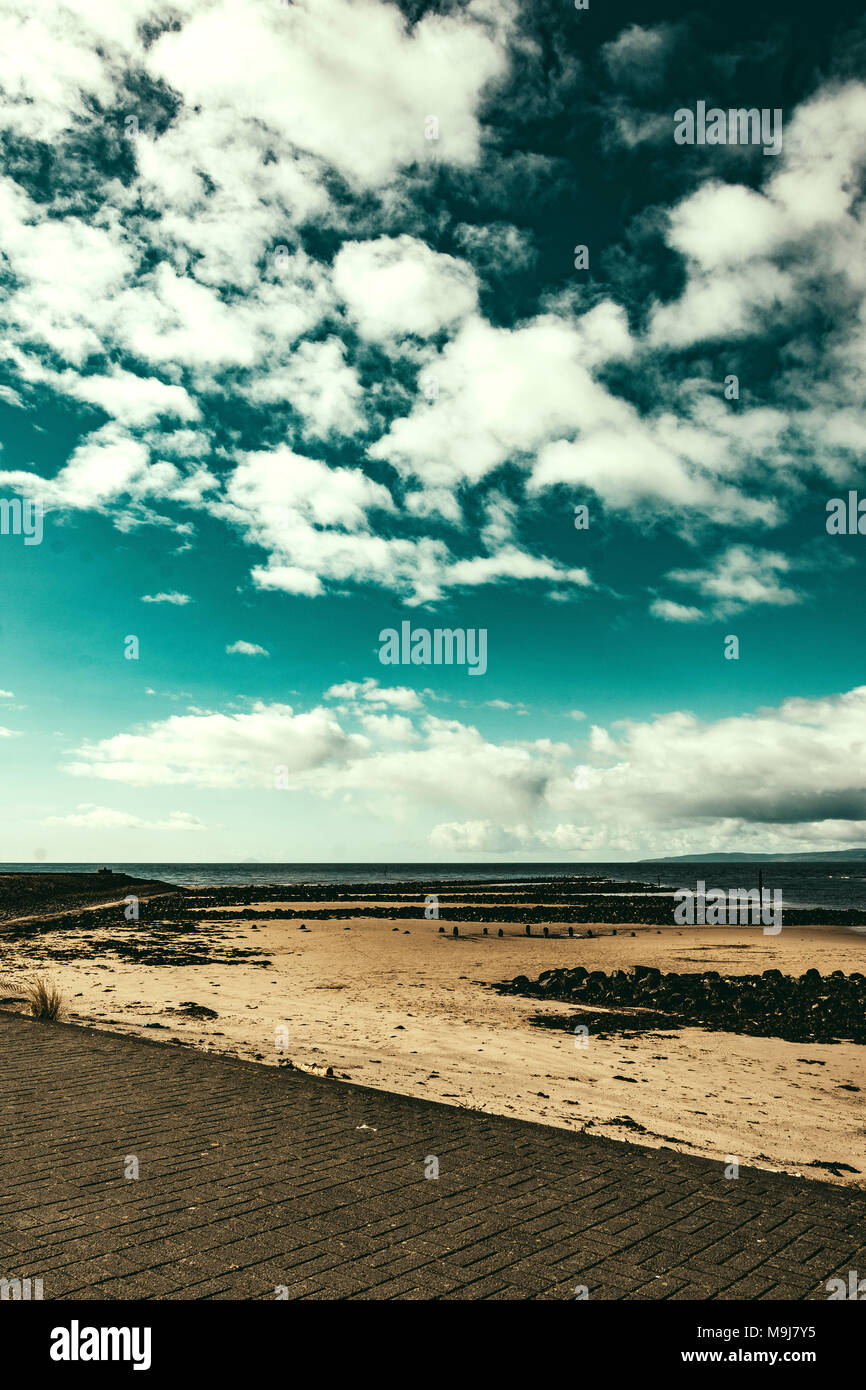 Sunny Day with Clouds at Irvine Beach, Scotland, UK Stock Photo - Alamy