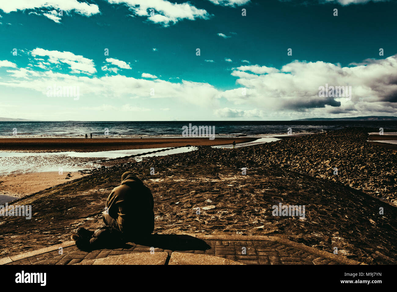 Sunny Day with Clouds at Irvine Beach, Scotland, UK Stock Photo - Alamy