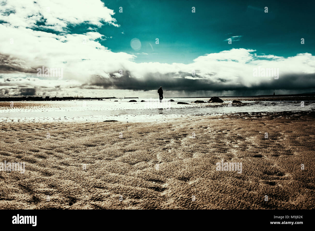 Sunny Day at Ardrossan Beach with Arran in Distance, Scotland Stock ...