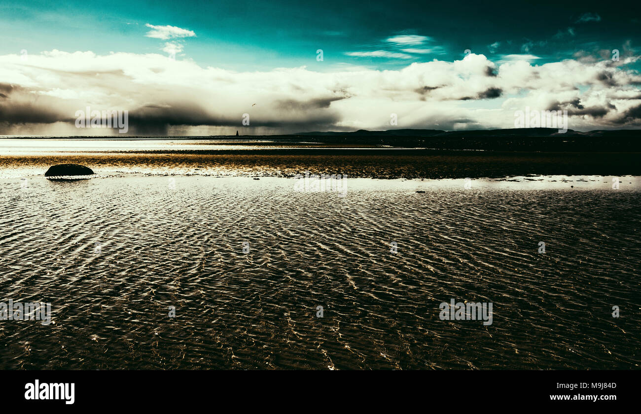 Sunny Day at Ardrossan Beach with Arran in Distance, Scotland Stock ...