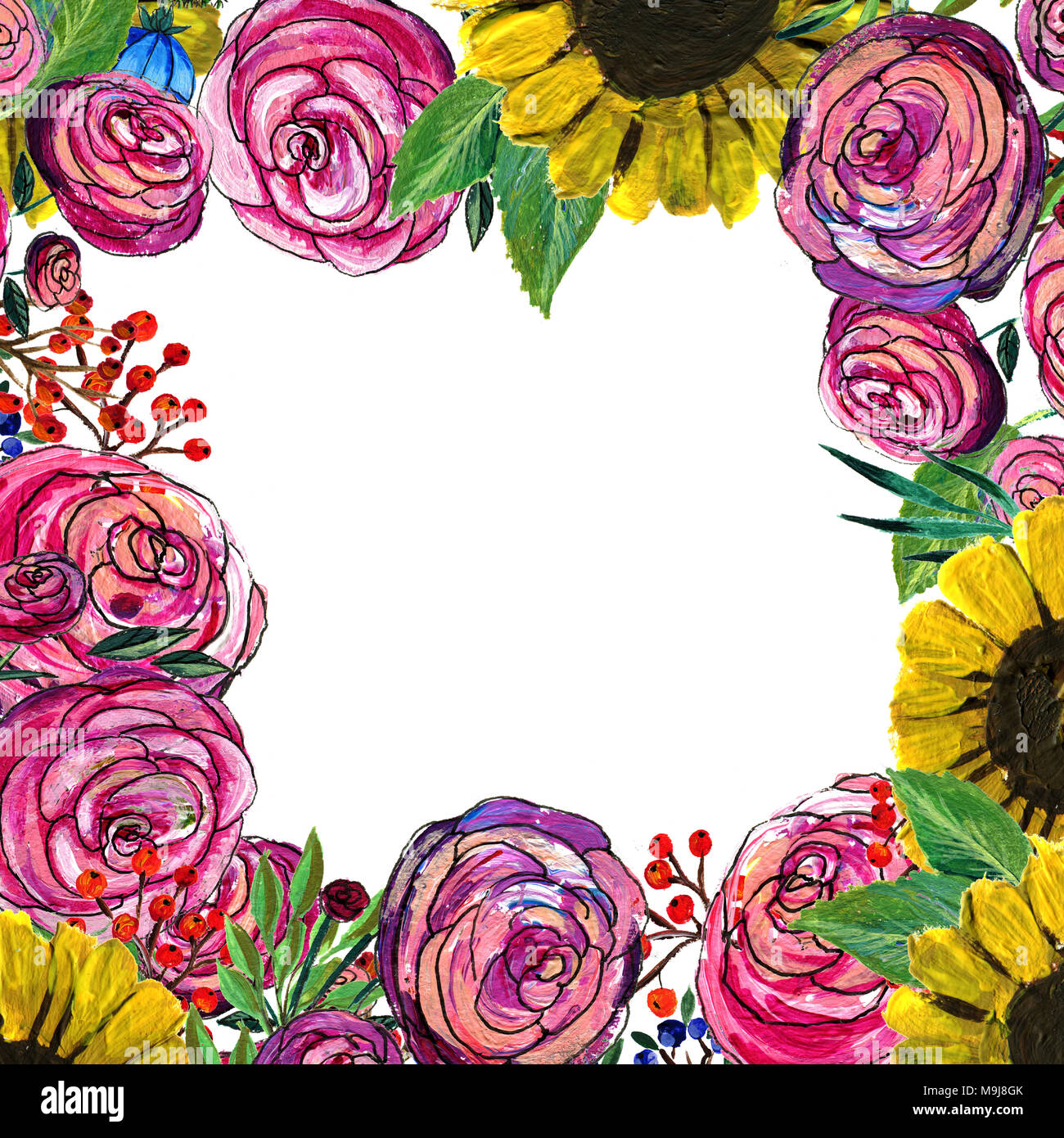 Hand drawn Flower Border Stock Photo - Alamy
