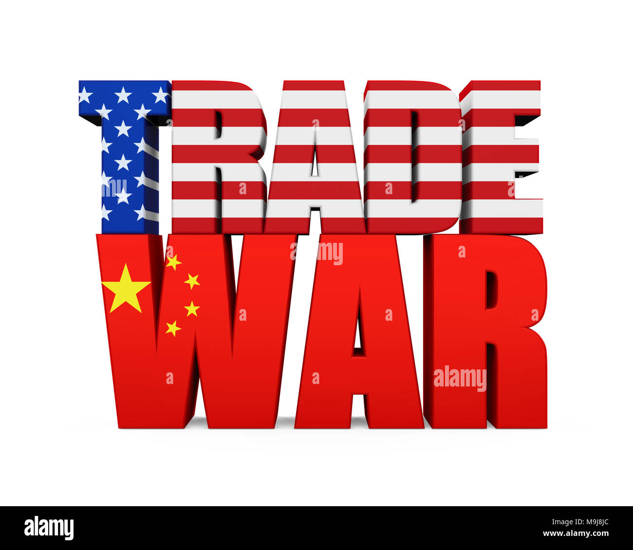 Word "TRADE WAR" with United States and Chinese Flag Isolated Stock ...