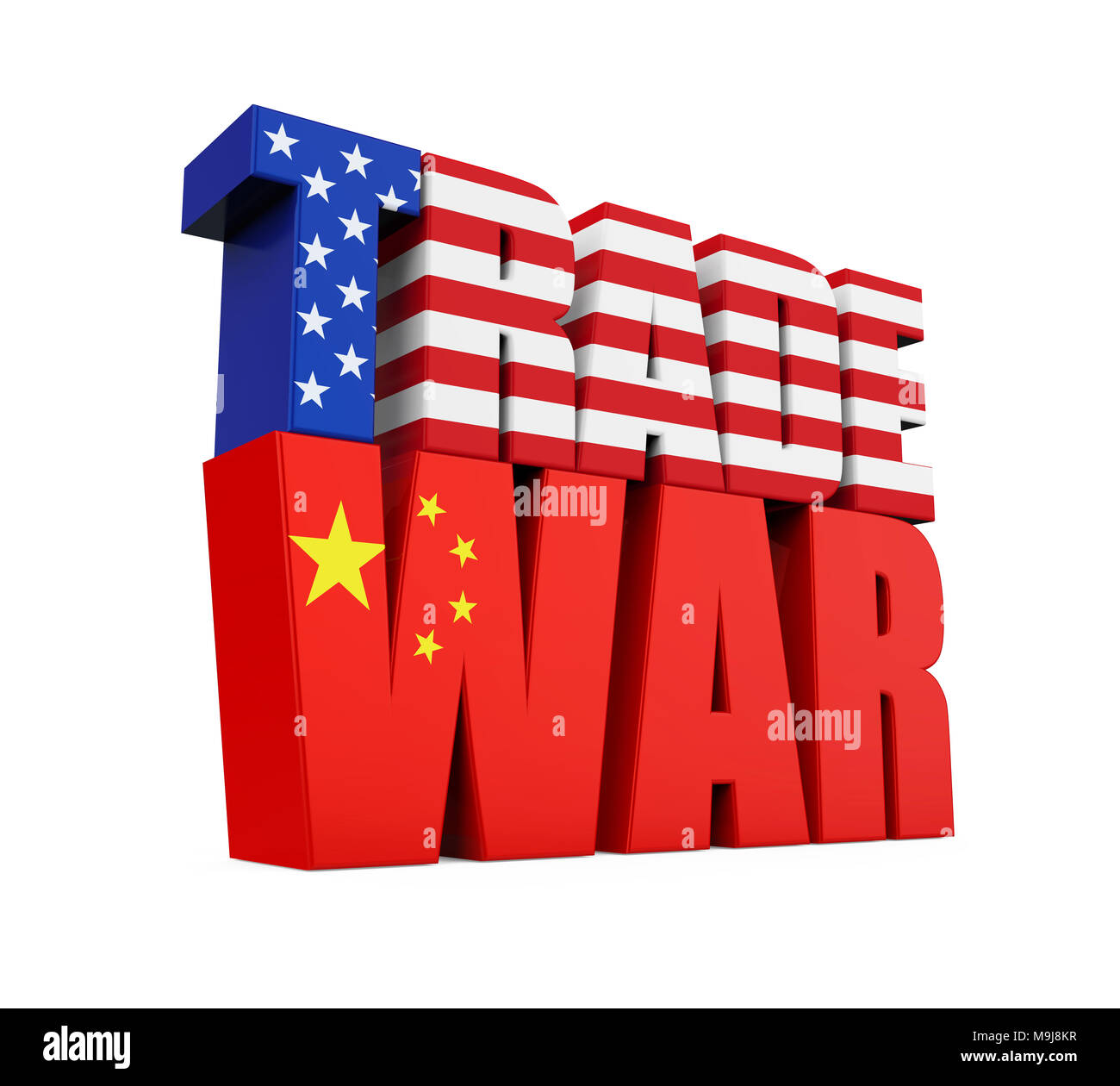 Word "TRADE WAR" with United States and Chinese Flag Isolated Stock ...