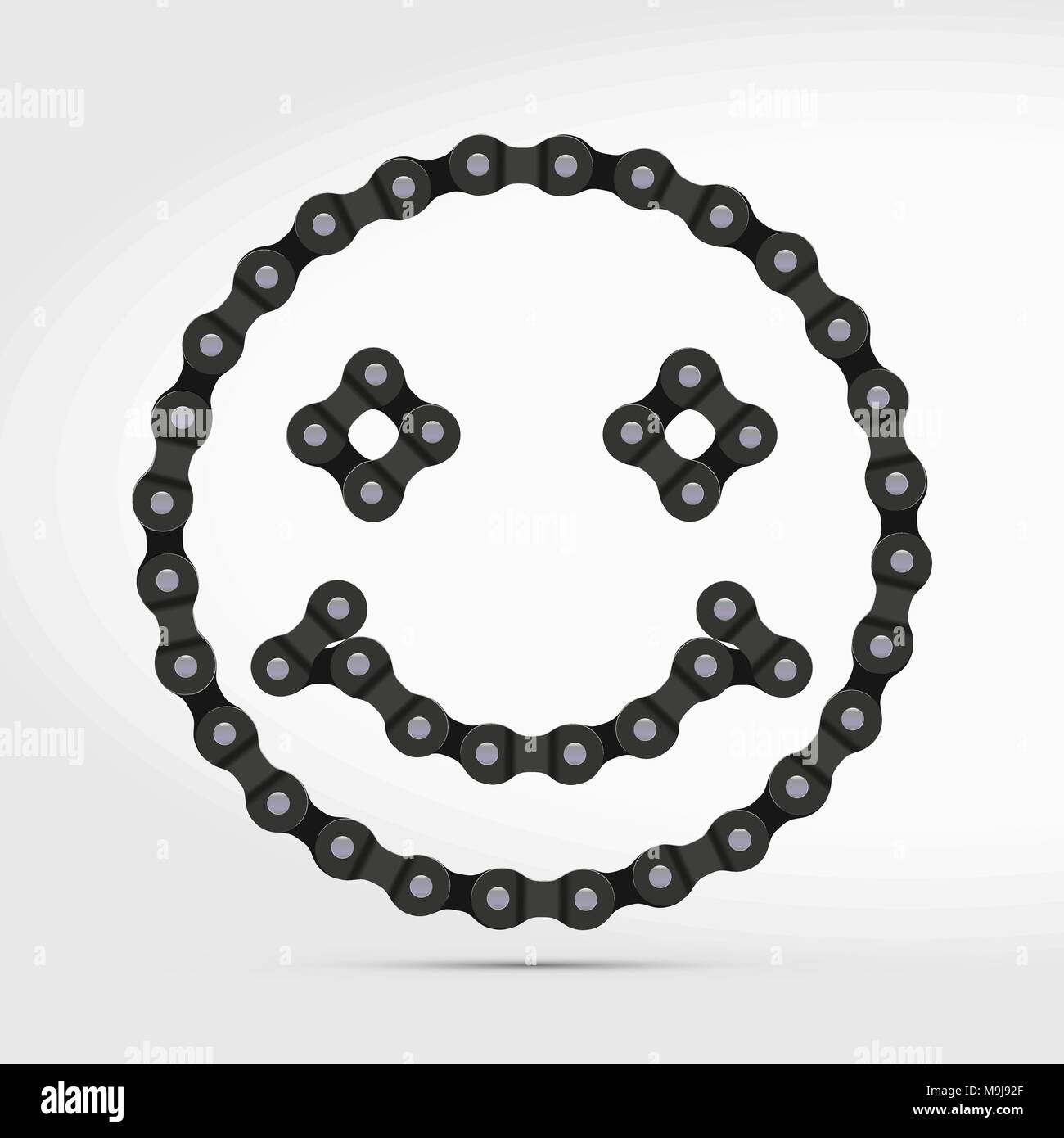 Vector Smiling Face Icon Made of Bike or Bicycle Chain. Happy Face ...