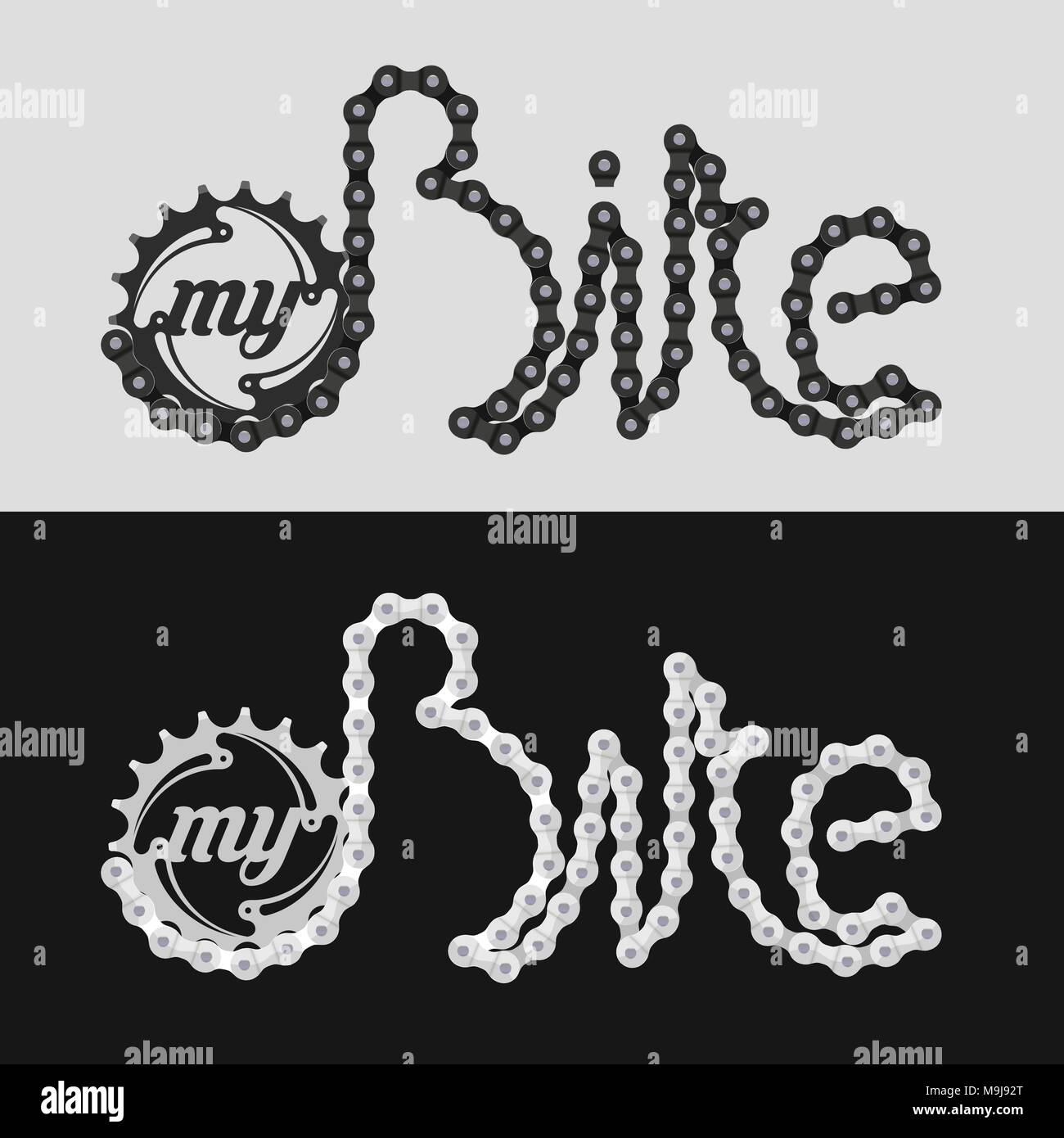 Vector My Bike Lettering Made of Bike or Bicycle Chain. Original ...