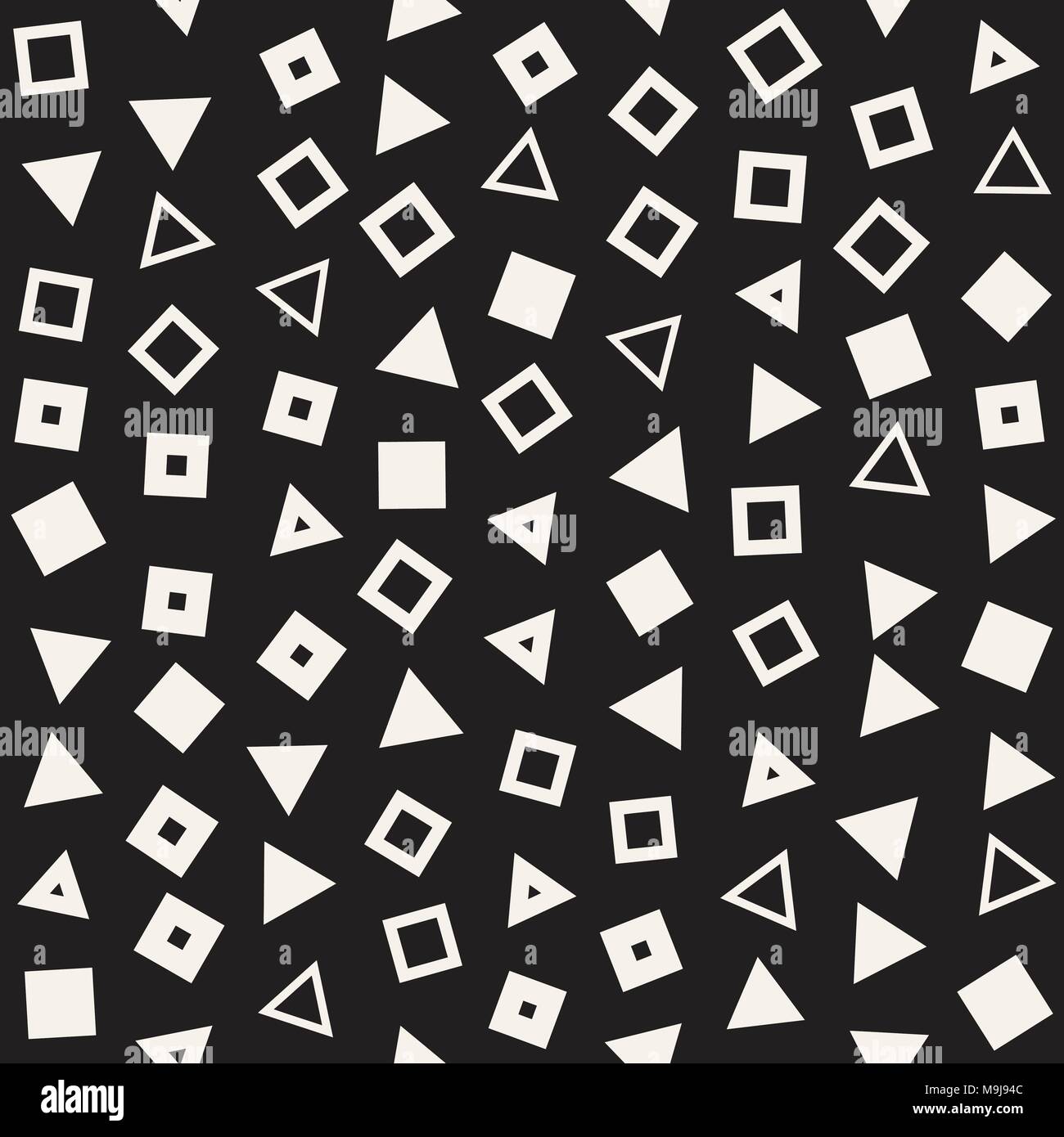 Seamless chaotic patterns. Randomly scattered geometric shapes ...