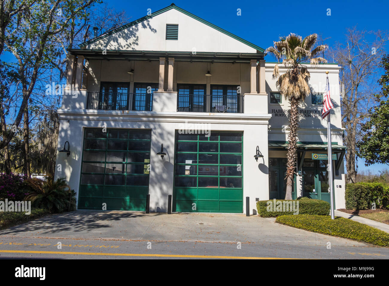 Facade of the Habersham Fire Station in the Habersham community ...