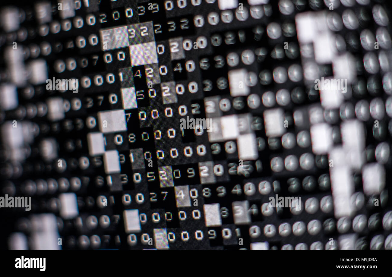 22 March 2018, Germany, Munich: A fictional hacker software encodes ...