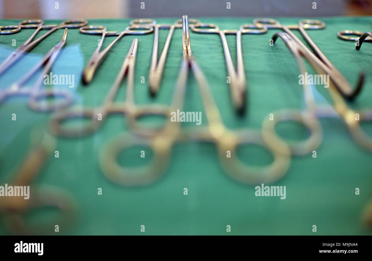 16 March 2018, Germany, Berlin: Surgery instruments on display in the ...