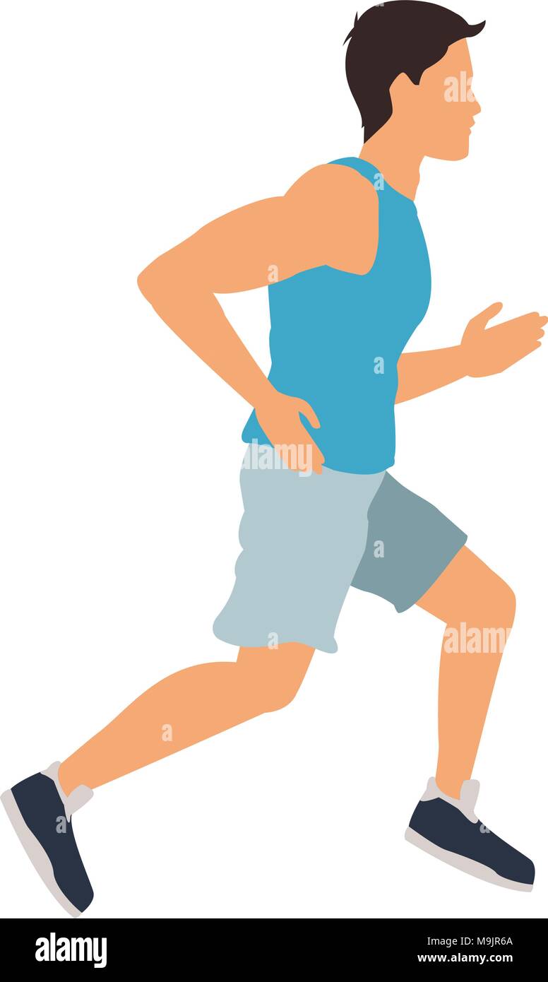 Fitness man running cartoon vector illustration graphic design Stock ...