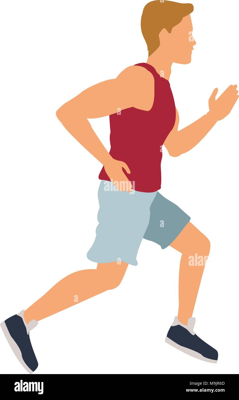Fitness man running cartoon vector illustration graphic design Stock ...