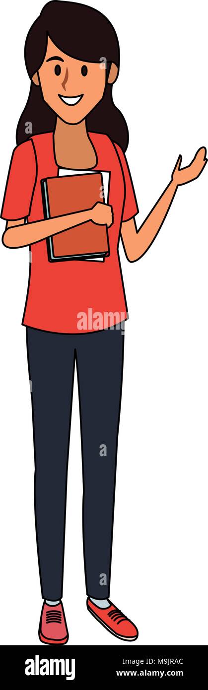 Young female student cartoon vector illustration graphic design Stock ...
