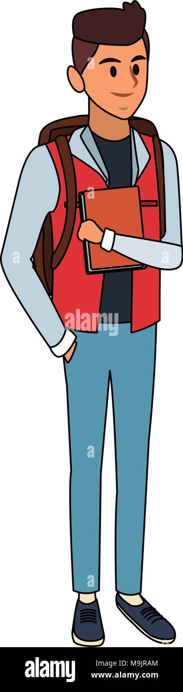 Young male student cartoon vector illustration graphic design Stock ...