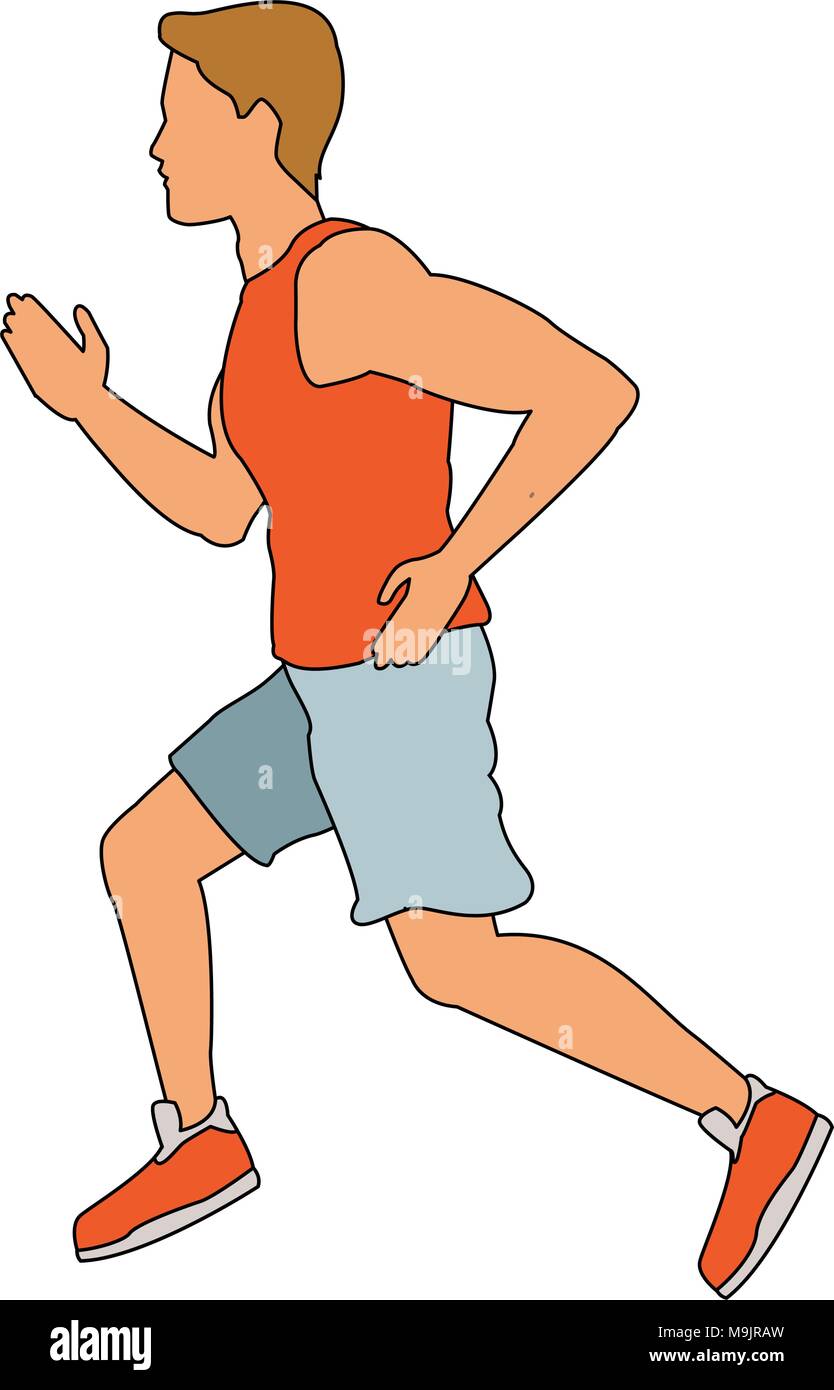 Fitness man running cartoon vector illustration graphic design Stock ...