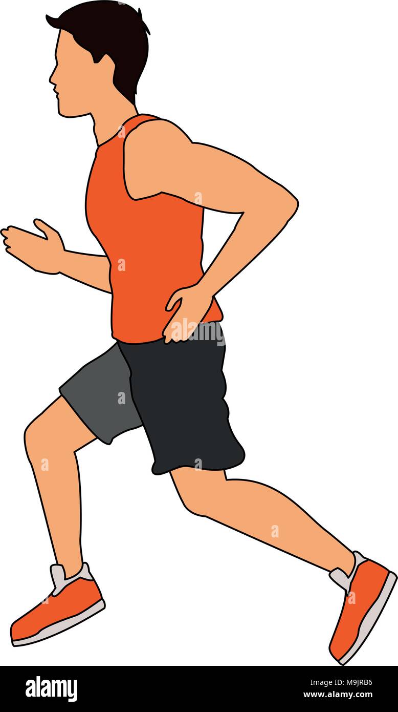 Fitness man running cartoon vector illustration graphic design Stock ...