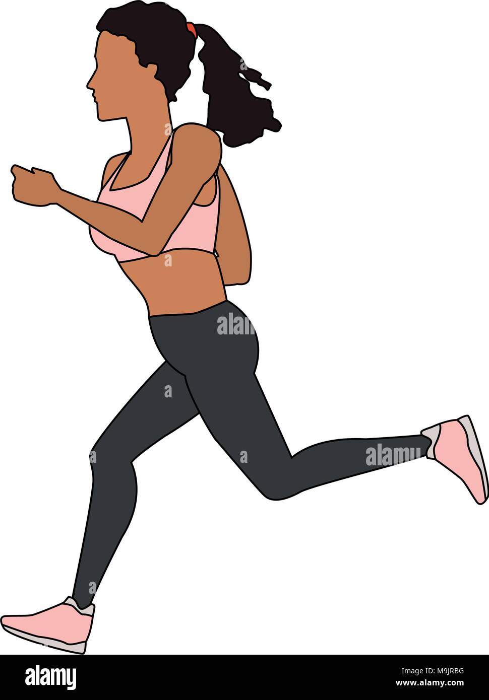 Fitness woman running cartoon vector illustration graphic design Stock ...