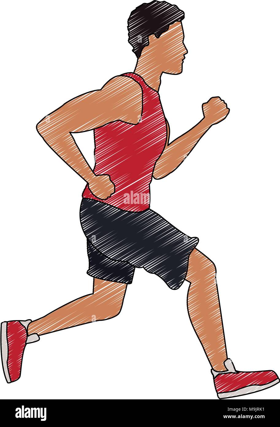 Fitness man running cartoon vector illustration graphic design Stock ...