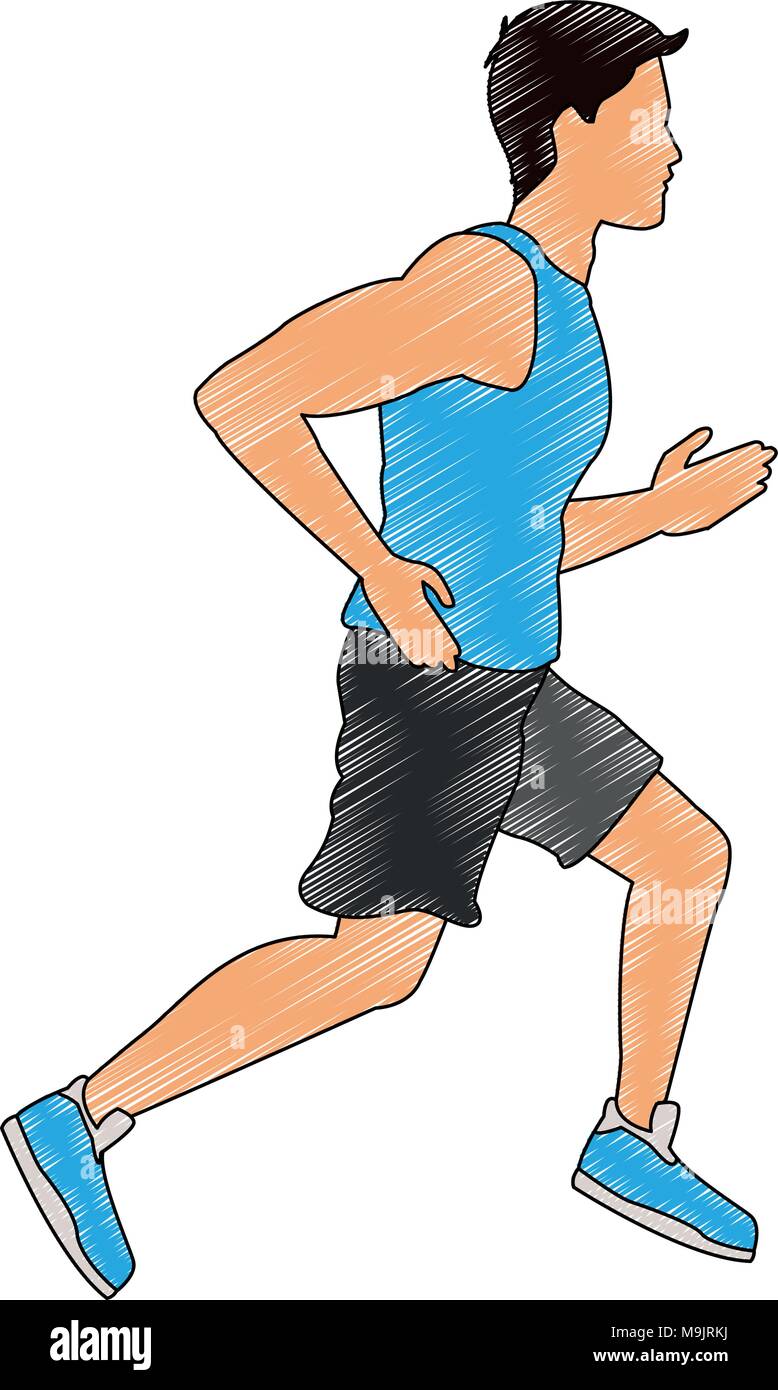 Fitness man running cartoon vector illustration graphic design Stock ...