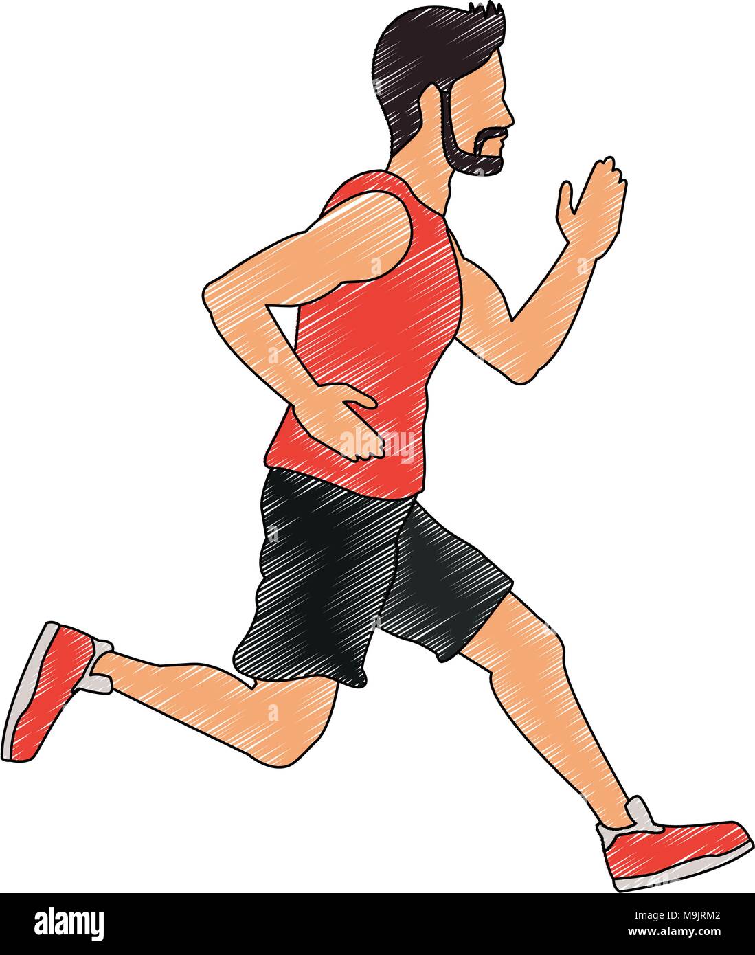 Fitness man running cartoon vector illustration graphic design Stock ...