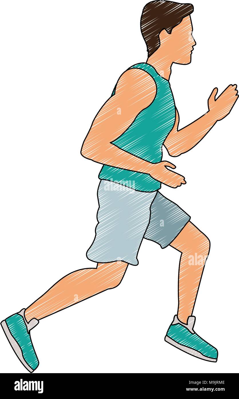 Fitness man running cartoon vector illustration graphic design Stock ...