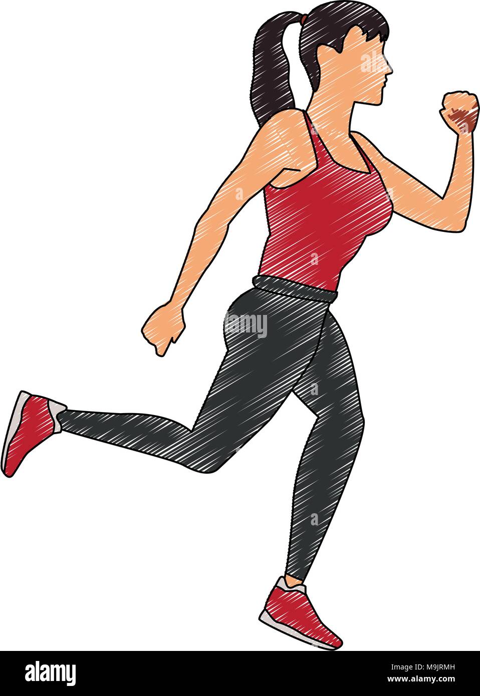 Fitness woman running cartoon vector illustration graphic design Stock ...