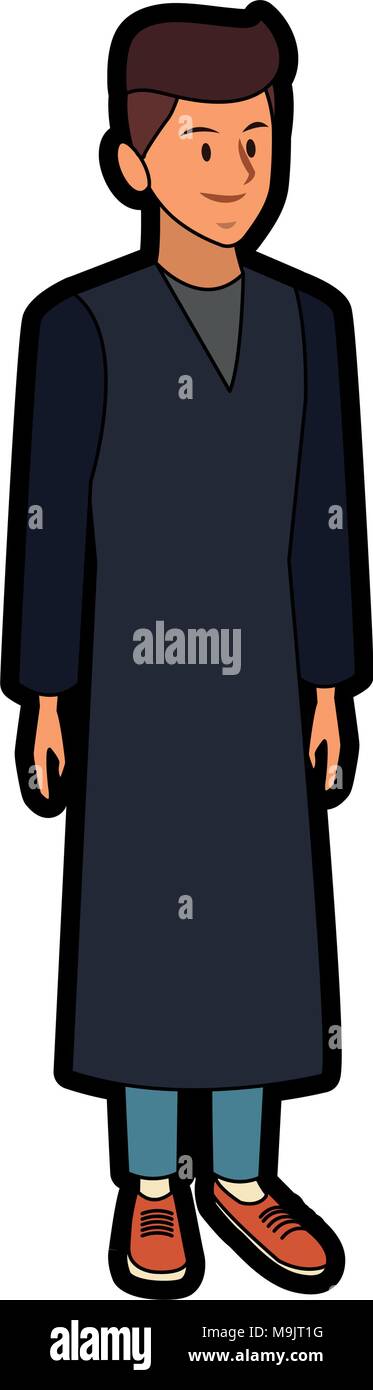 Young man student with graduation gown vector illustration graphic ...