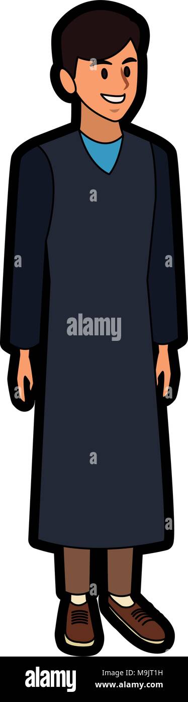 Young man student with graduation gown vector illustration graphic ...