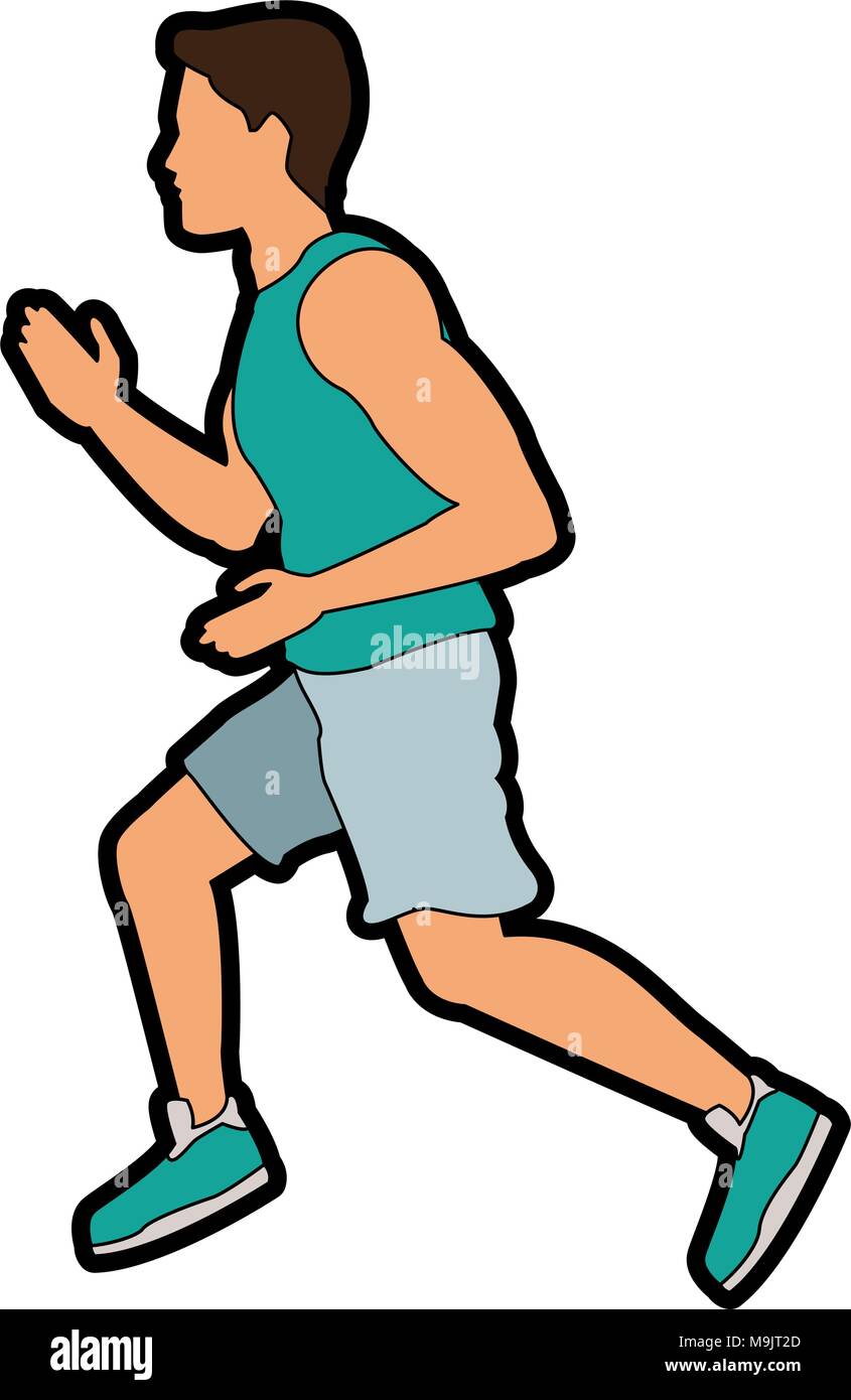 Fitness man running cartoon vector illustration graphic design Stock ...