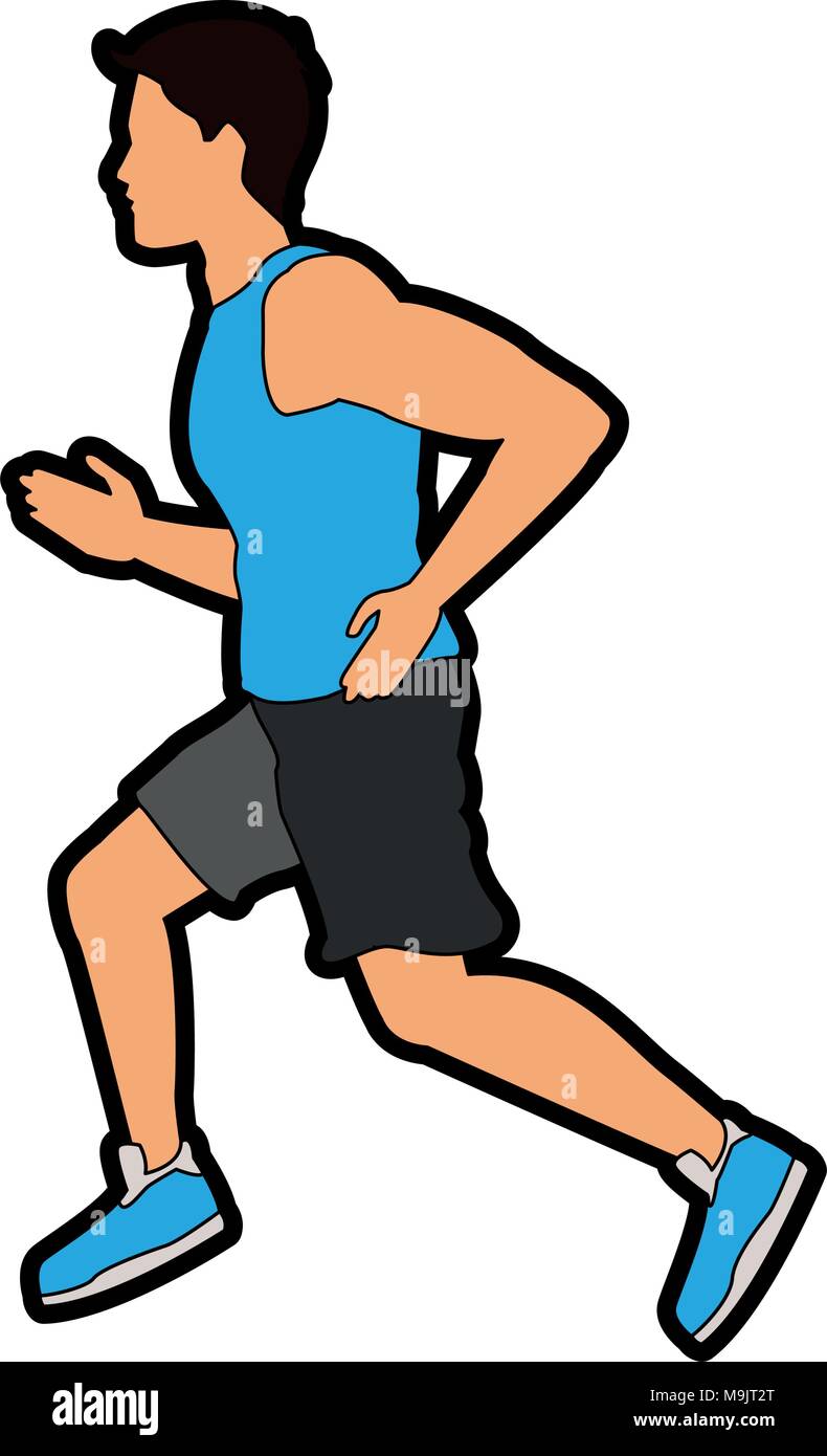 Fitness man running cartoon vector illustration graphic design Stock ...